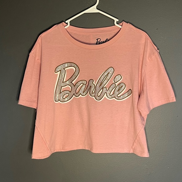 Barbie | Tops | Barbie Pink Loose Crop Top | Poshmark